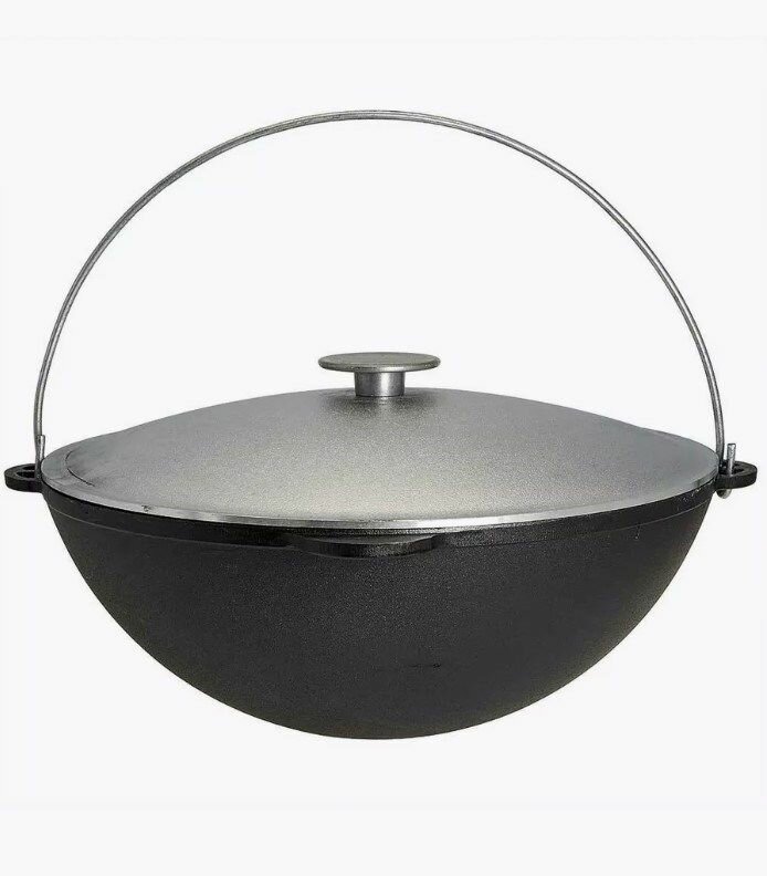 Казан чугунный походный татарский Туризм 22 л. d-50 см. (крышка алюминий). Гардарика