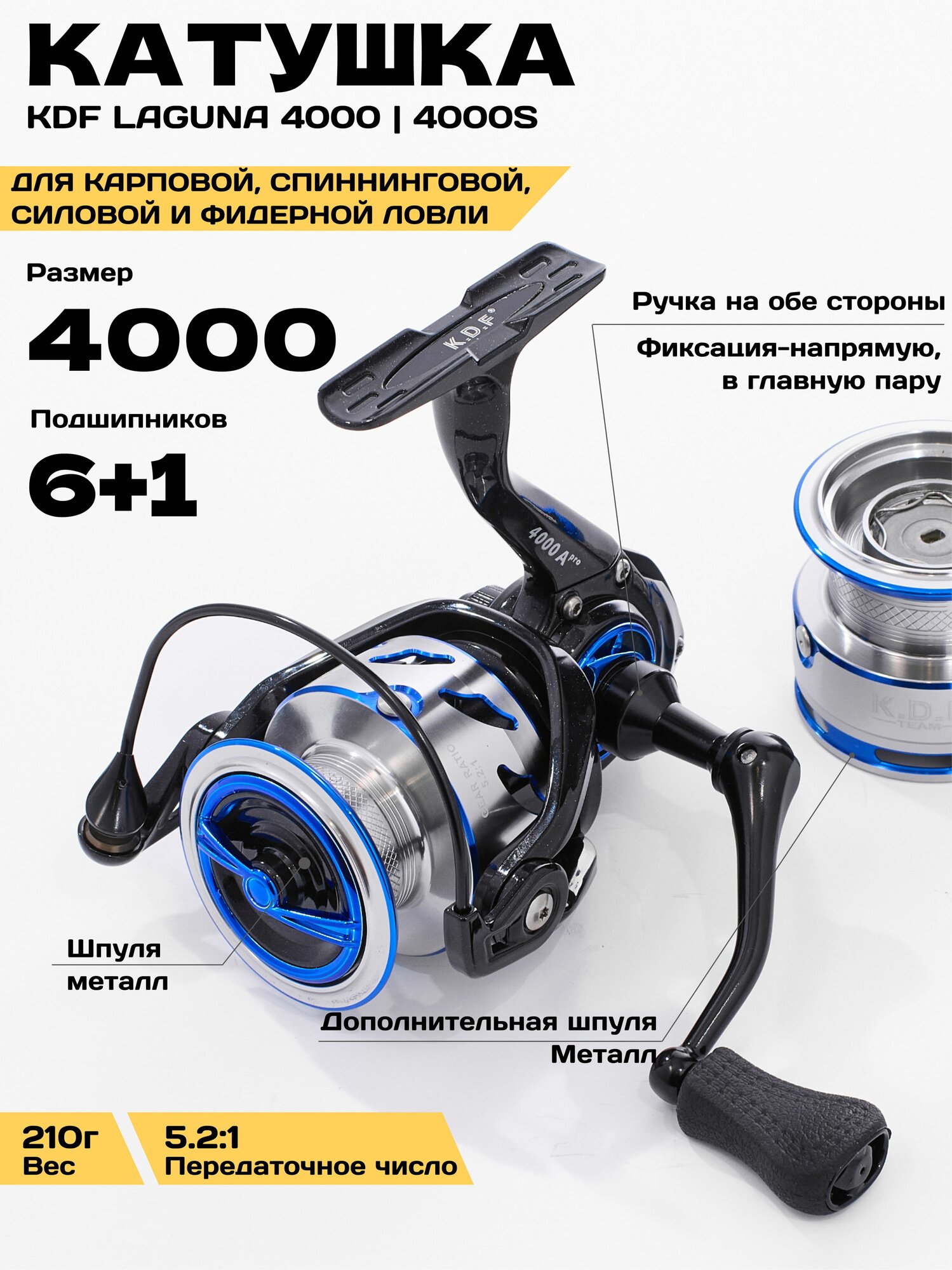Катушка спиннинговая KDF Laguna 4000/4000S