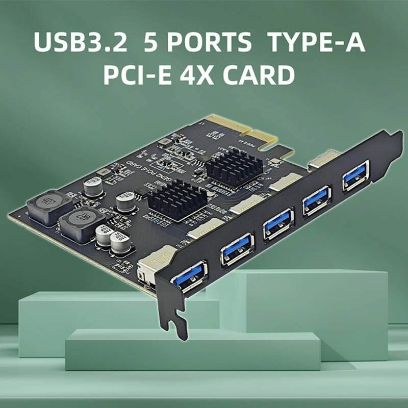 Контроллер PCIe x4 v3.0 (ASM3142+VL822) USB 3.2 Gen2x1, 5xUSB-A (ORIENT AM-U3142PE-5A)