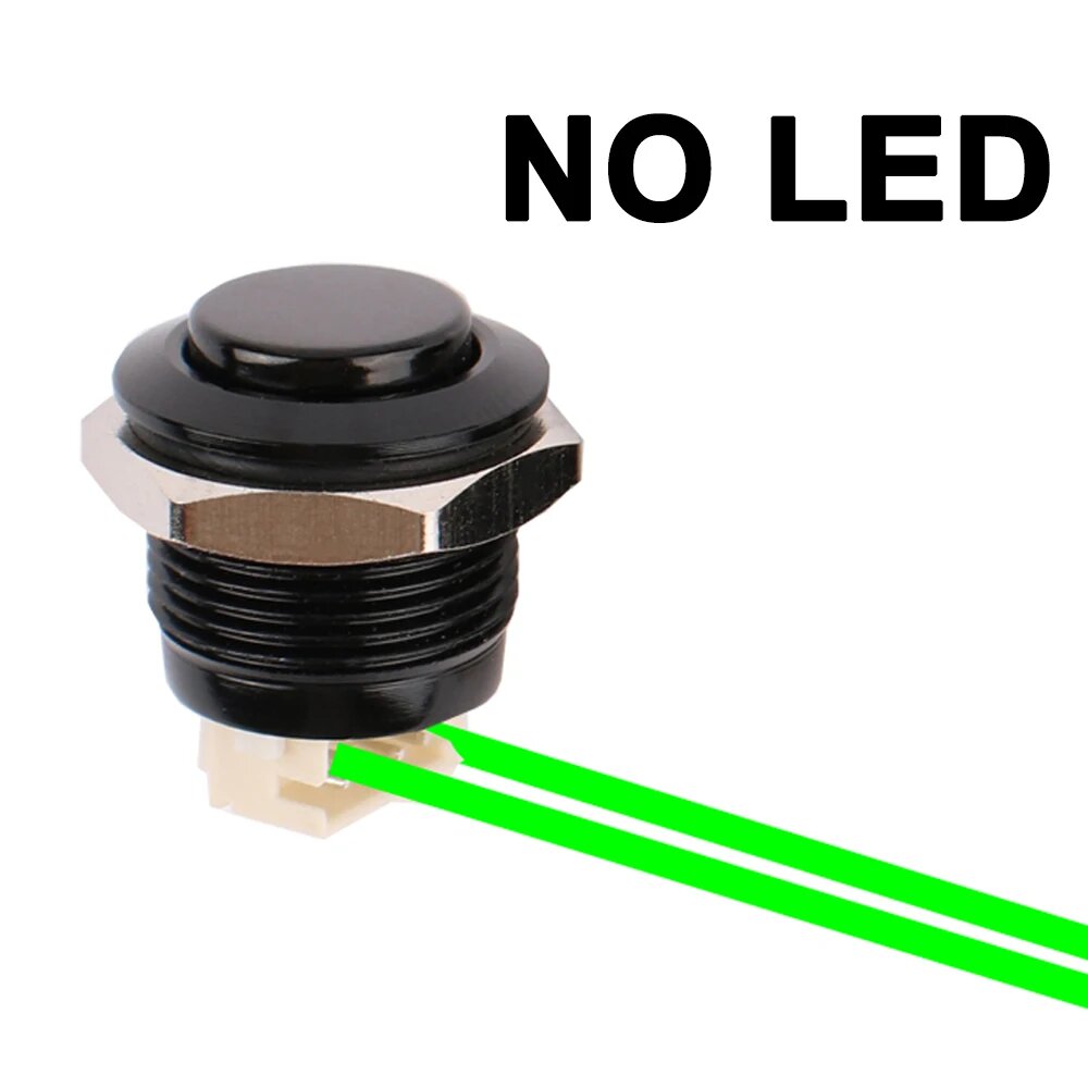 Металлический кнопочный переключатель DIANQI, черный, NO LED