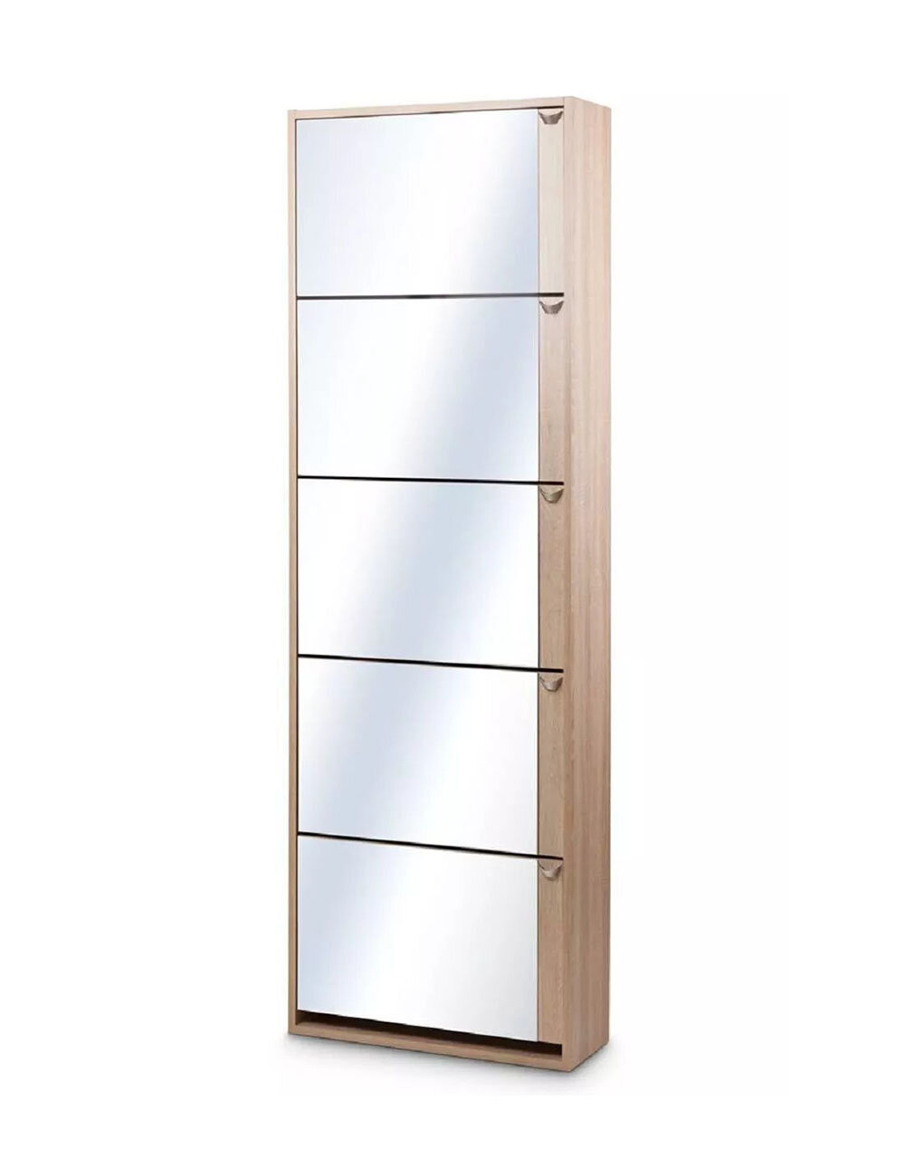 Обувница Комфорт К-5S с зеркалом, дуб сонома, 5 отделений, 60x22x182 см