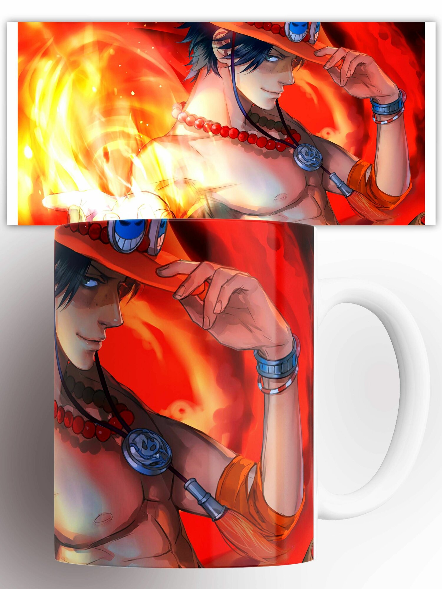 Кружка с принтом Аниме ВАН ПИС Портгас Д Эйс Anime ONE PIECE 330 мл