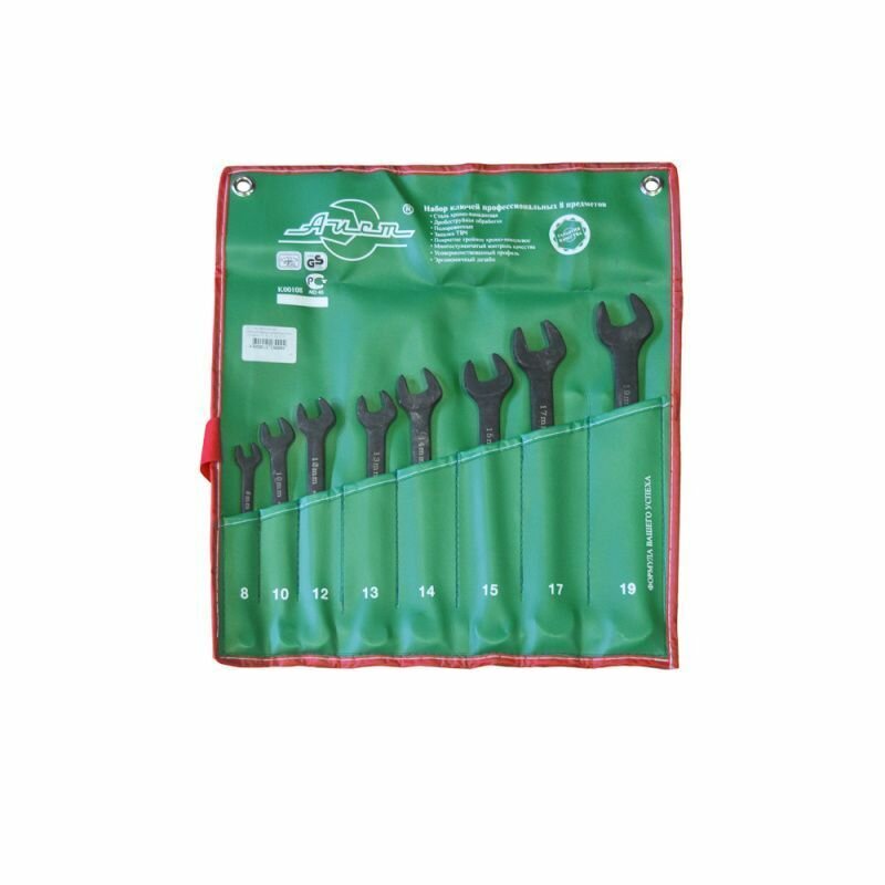 Набор гаечных ключей комбинированных 8-19мм удлиненных 8 предметов в чехле скрутке AIST 0011108 рожково-накидных