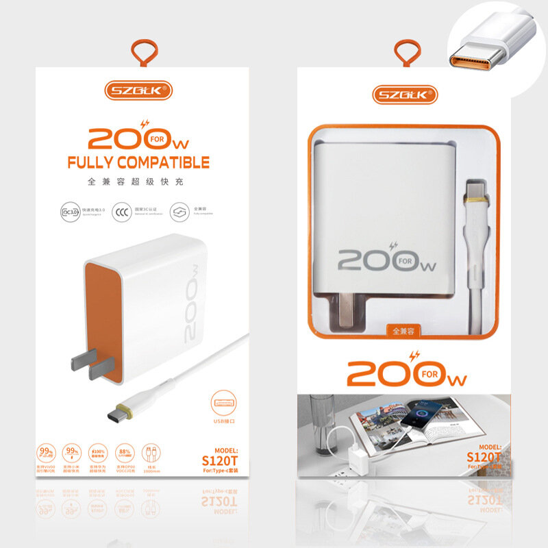 Зарядное устройство для мобильного телефона Golico 200 Вт подходит для OPP/Huawei/Xiaomi/Redmi, совместимая с