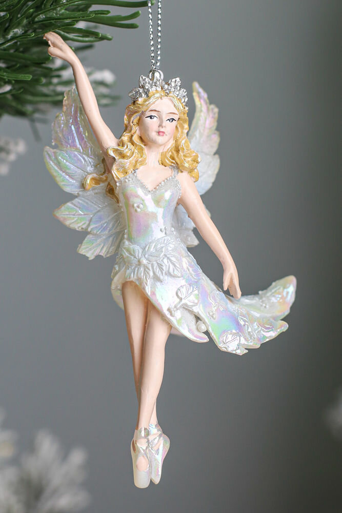 Ёлочная игрушка принцесса балета, коллекция перламутровое волшебство, полистоун, 12 см, Kurts Adler ZCIE24016-1