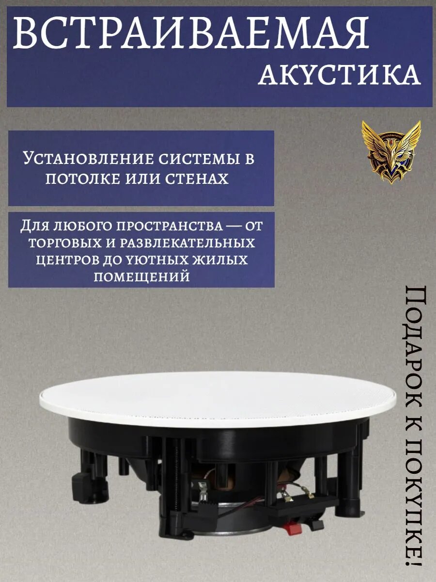 Встраиваемая акустика Radiotehnika RT HO65, двухполосный динамик, мощность 20Вт, чувствительность 85дБ, белая