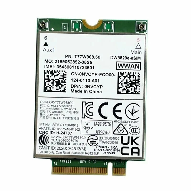 T77W968.50 DW5829e-ESIM Модуль Модема M.2 4G Для Ноутбука 7320 7330