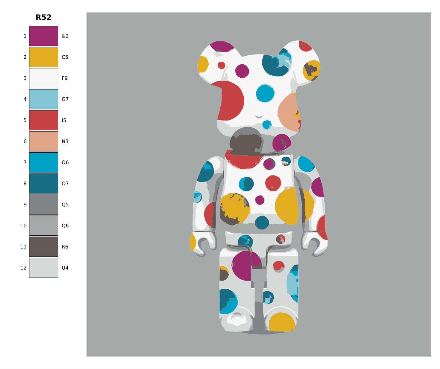 Картина по номерам BRUSHES-PAINTS "Bearbrick" R-52 70x70 см