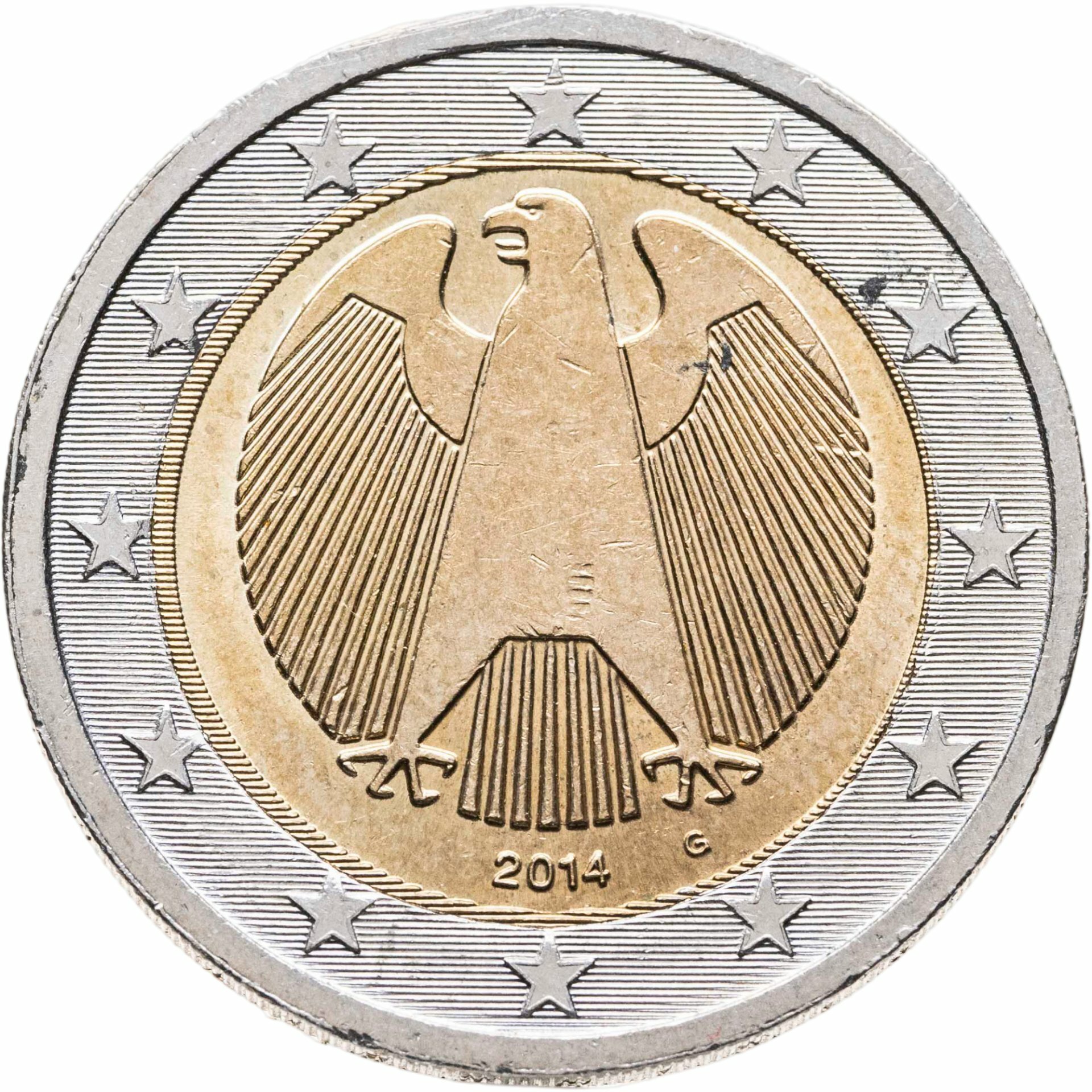Германия 2 евро 2014 G, Биметалл, в сохранности AU