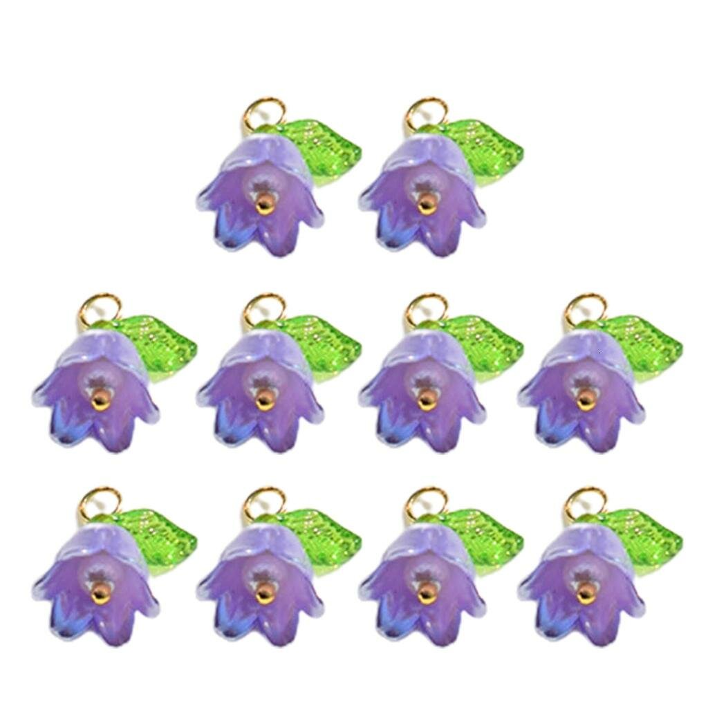 Подвеска-цветок с жемчугом и листьями, Фиолетовый