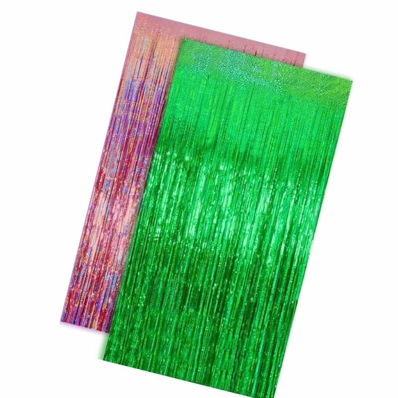 2 штуки, лазерный занавес для украшения вечеринки-лазерный розово-зеленый