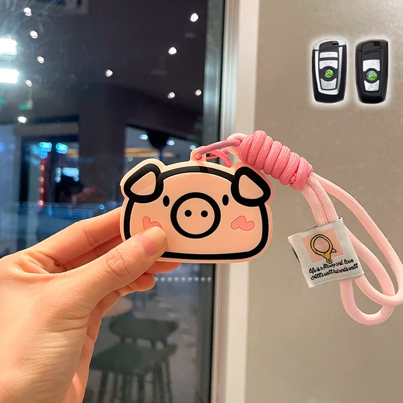 Ключевой держатель Pig Pig с розовым шнуром-браслетом для BMW C/D моделей, прочный чехол подходит для 1 серии 3 серии 5