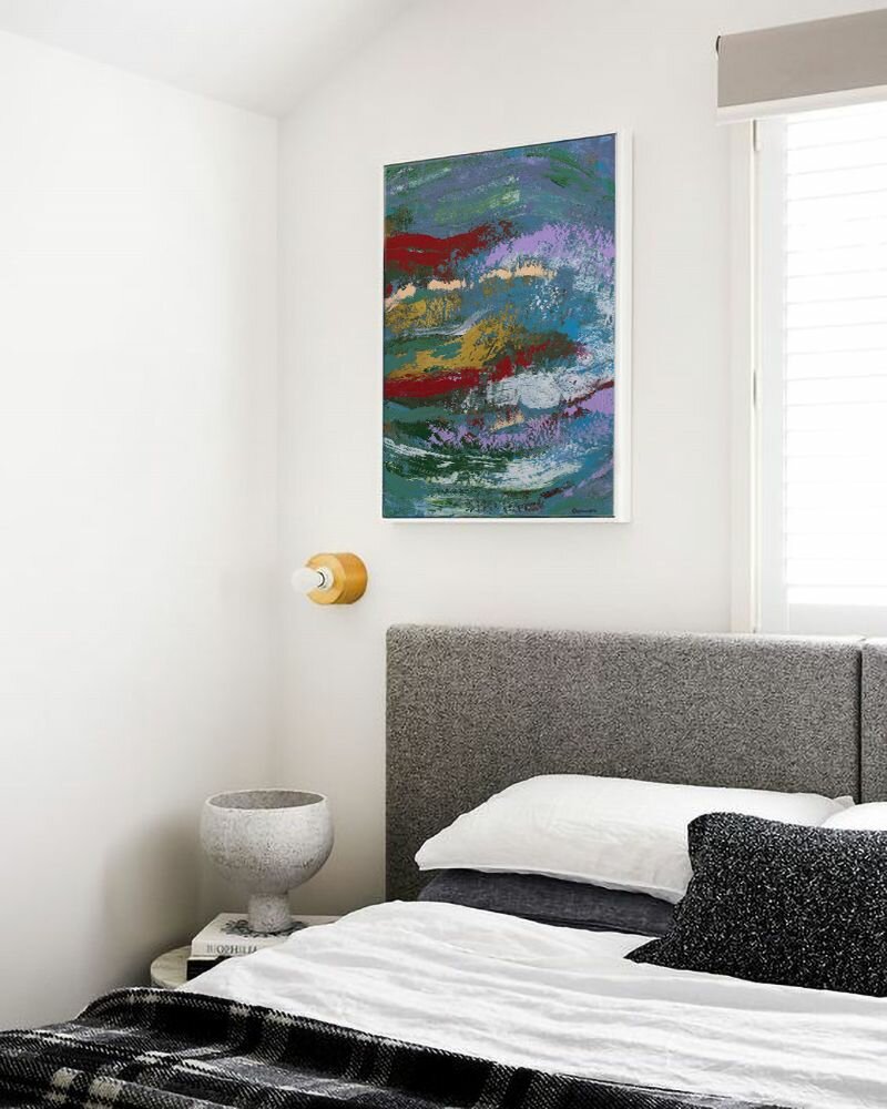 Авторская картина на картоне «Чувство прикосновения», 60х50 см, акрил на художественном картоне, абстракция