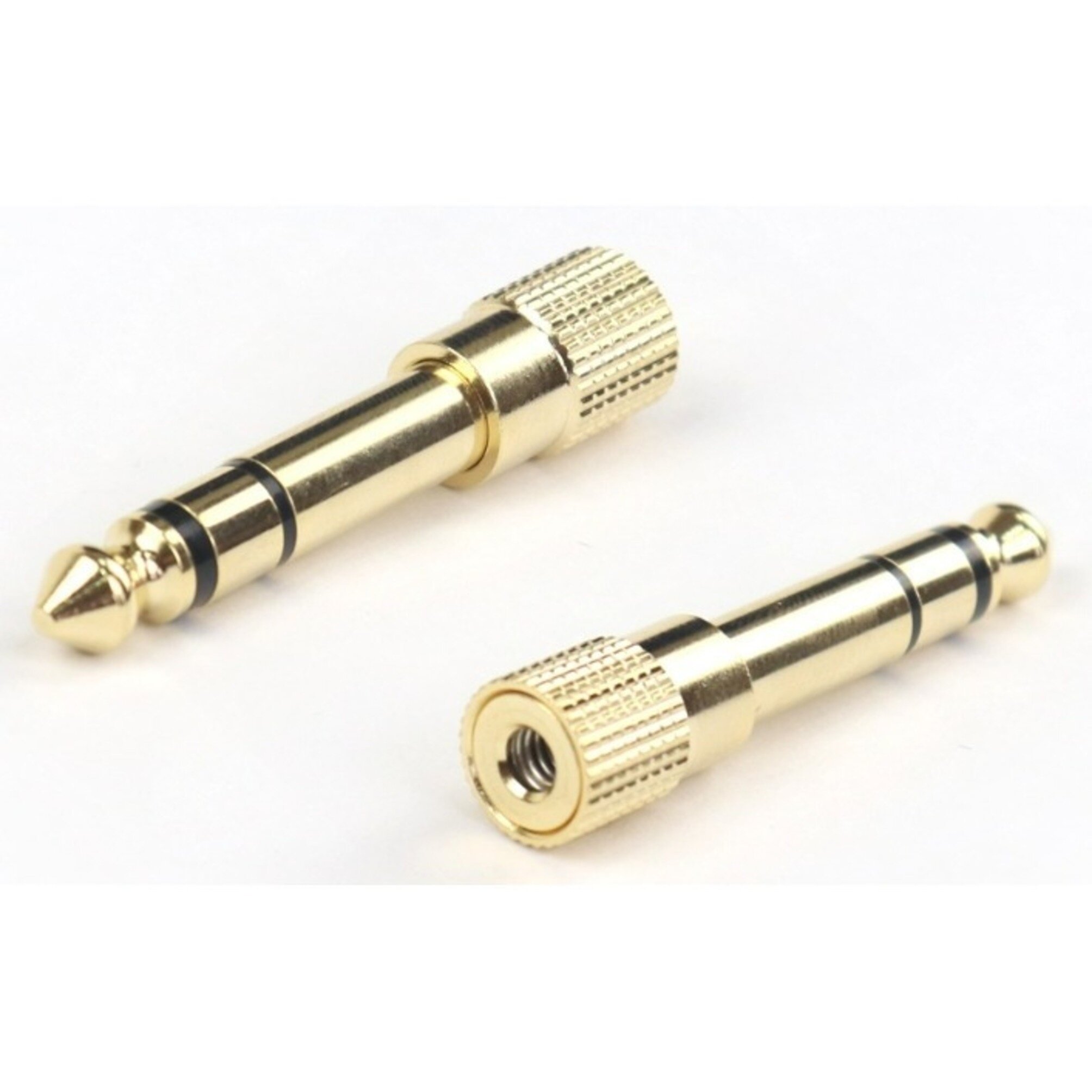 Переходник Jack TRS 3.5мм female -> Jack TRS 6.3мм male, позолоченный, до 50 В, AuraSonics J35J63-G