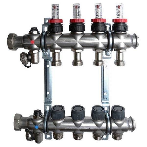 Коллекторная группа Oventrop 1" 4 выхода с расходомерами
