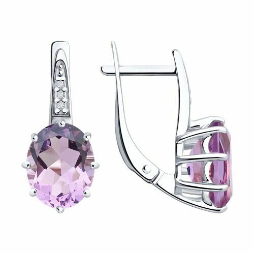 Серьги, серебро, 925 проба, родирование, аметист