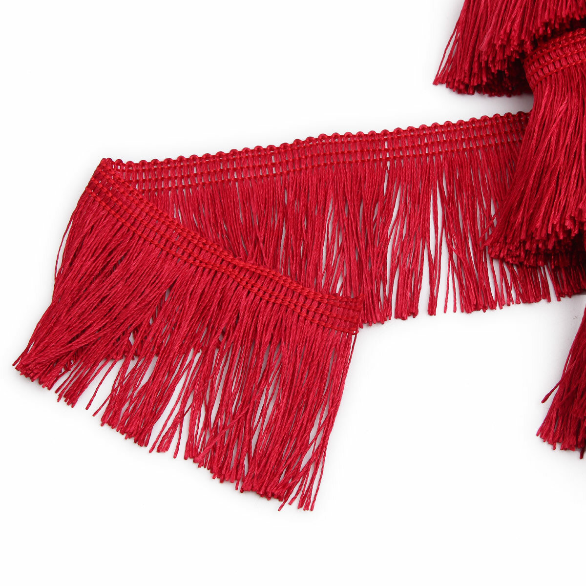 Бахрома для штор, текстиля, шитья, 6,3 см*25 м, нитяная, красная, Айрис