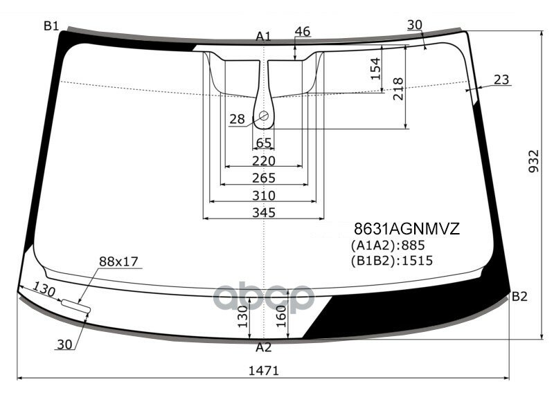 Стекло лобовое (Датчик дождя/ Молдинг) Audi A4 15- FYG арт. 8631AGNMVZ