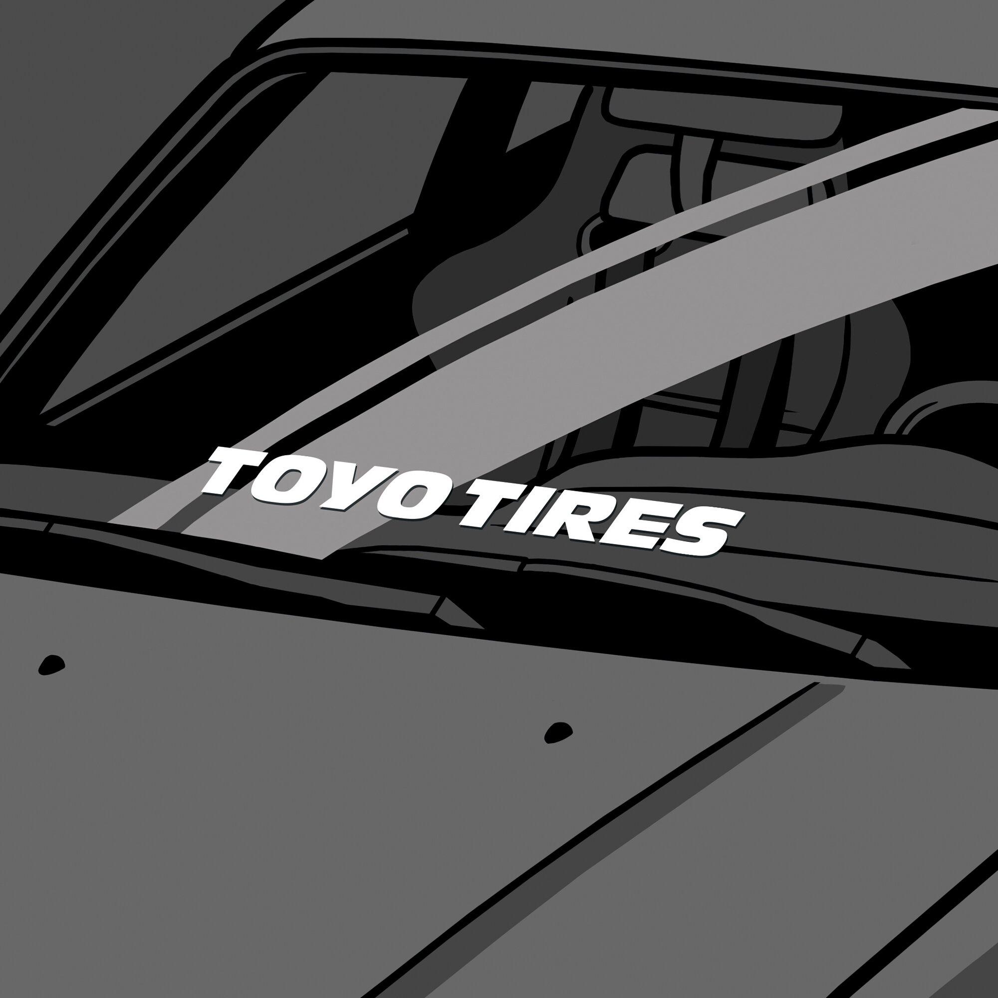 Белый стикер на стекло Toyo Tires 60x12 см / Resource Stickers