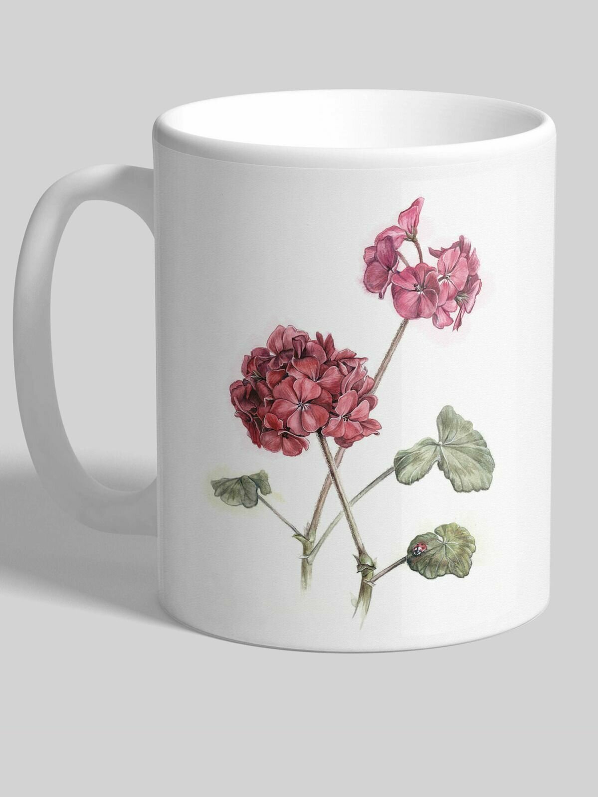 Кружка cooperative.moscow " Герань цветок " (кружка с Геранью , Герань , кружка с цветком, кружка Герань , подарок с любовью, кружка с цветами, цветы, цветок) , 330 мл, 1 шт