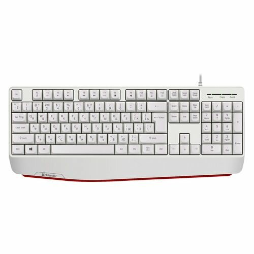 Клавиатура Defender Atom HB-546, USB, c подставкой для запястий, белый [45547]