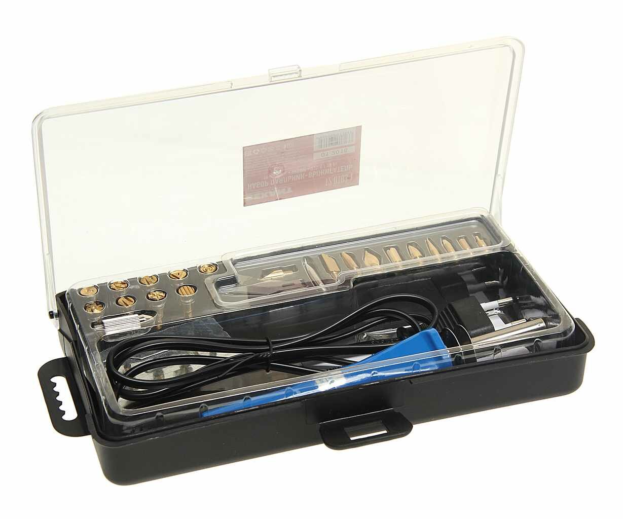 Паяльник 30Вт/220В выжигатель по дереву (19 насадок), 12-0183-1, REXANT