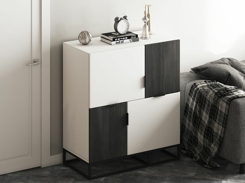 Комод для одежды "Лофт Вуд 2" 100х115х50, белый/северное дерево темное