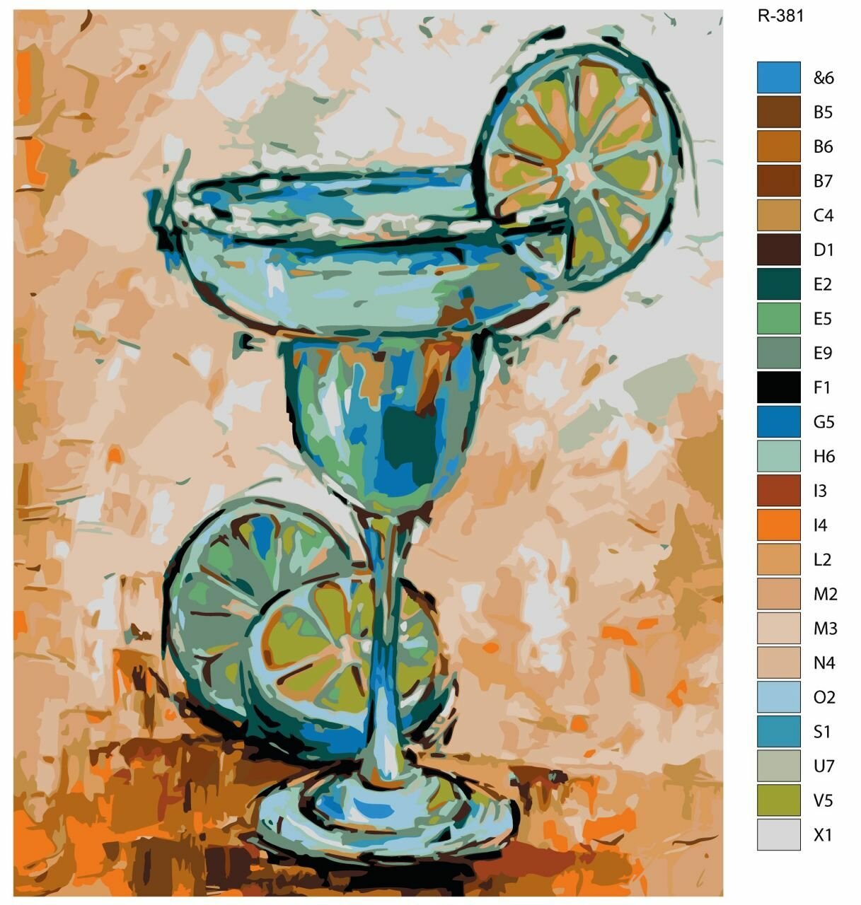 Картина по номерам R-38 "Натюрморт - Коктейль маргарита" 40x50 см