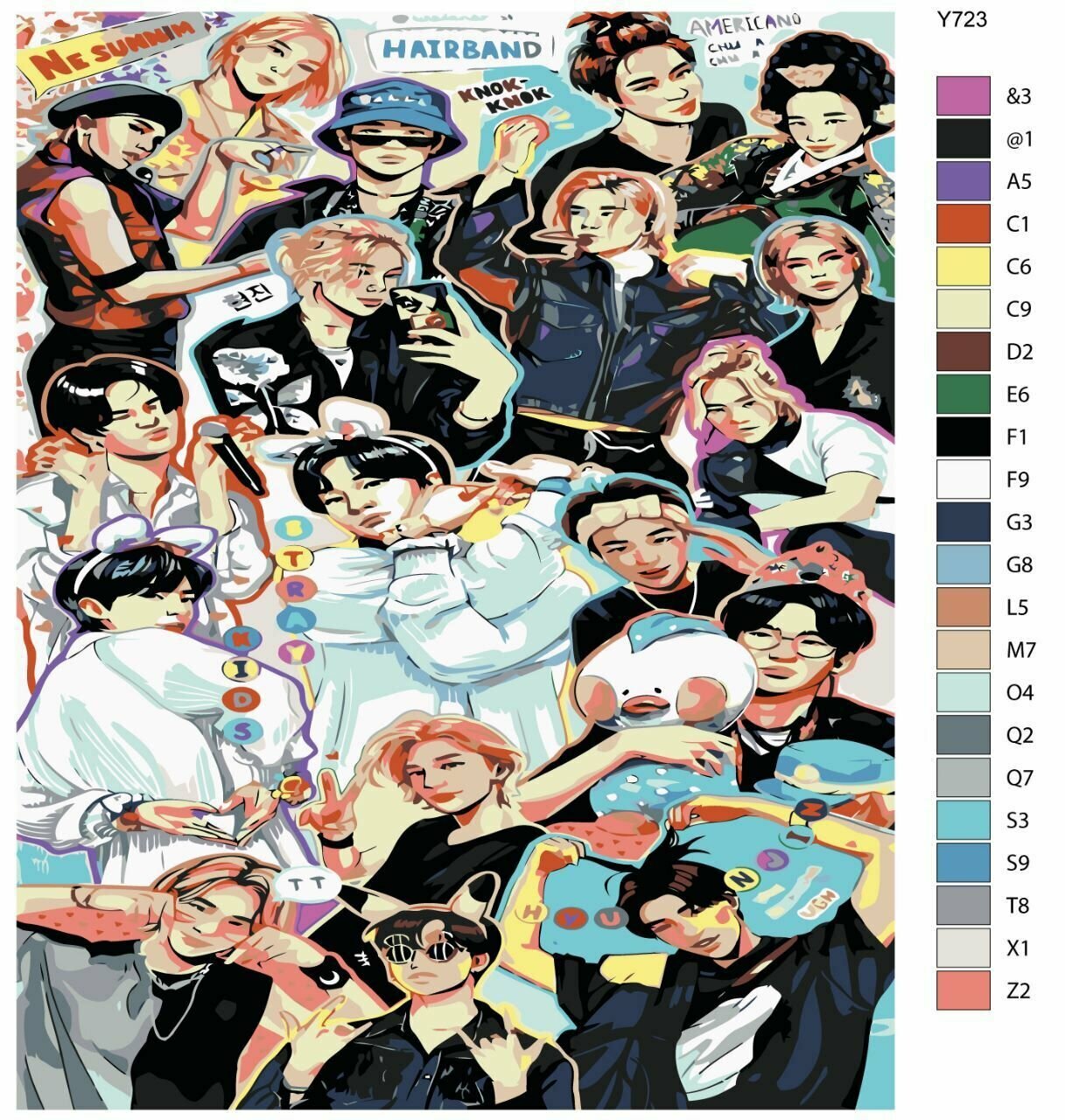 Картина по номерам Y723StrayKids "K-pop группа - Stray Kids (Стрей Кидс)" 40x50 см