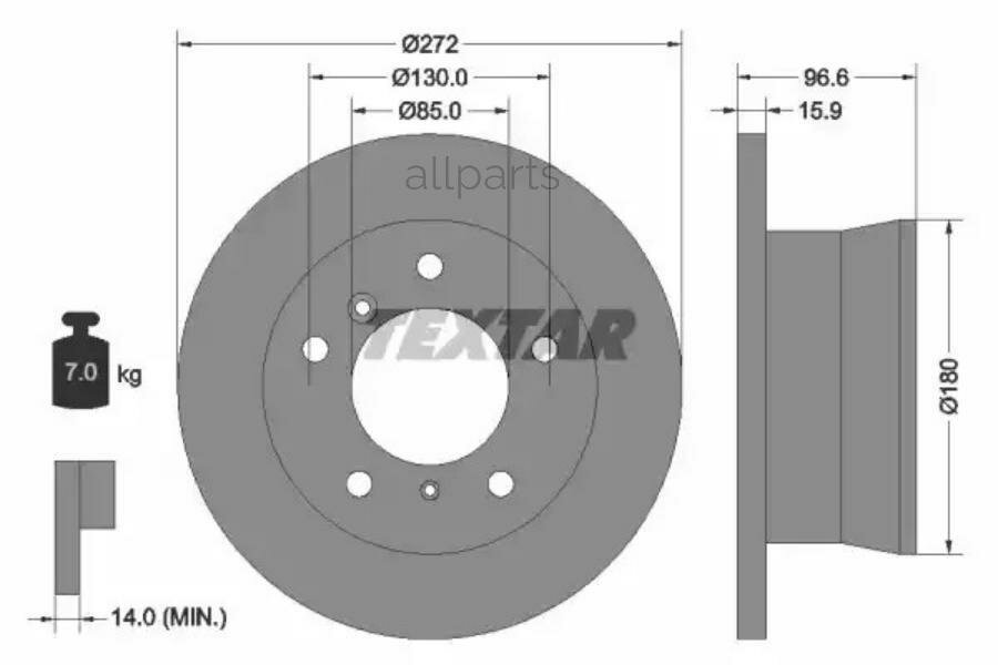 TEXTAR 92137603 Диск тормозной задний с покрытием MB G-CLASS W461/463/SPRINTER 95-> / VW LT 96-06 TEXTAR 92137603