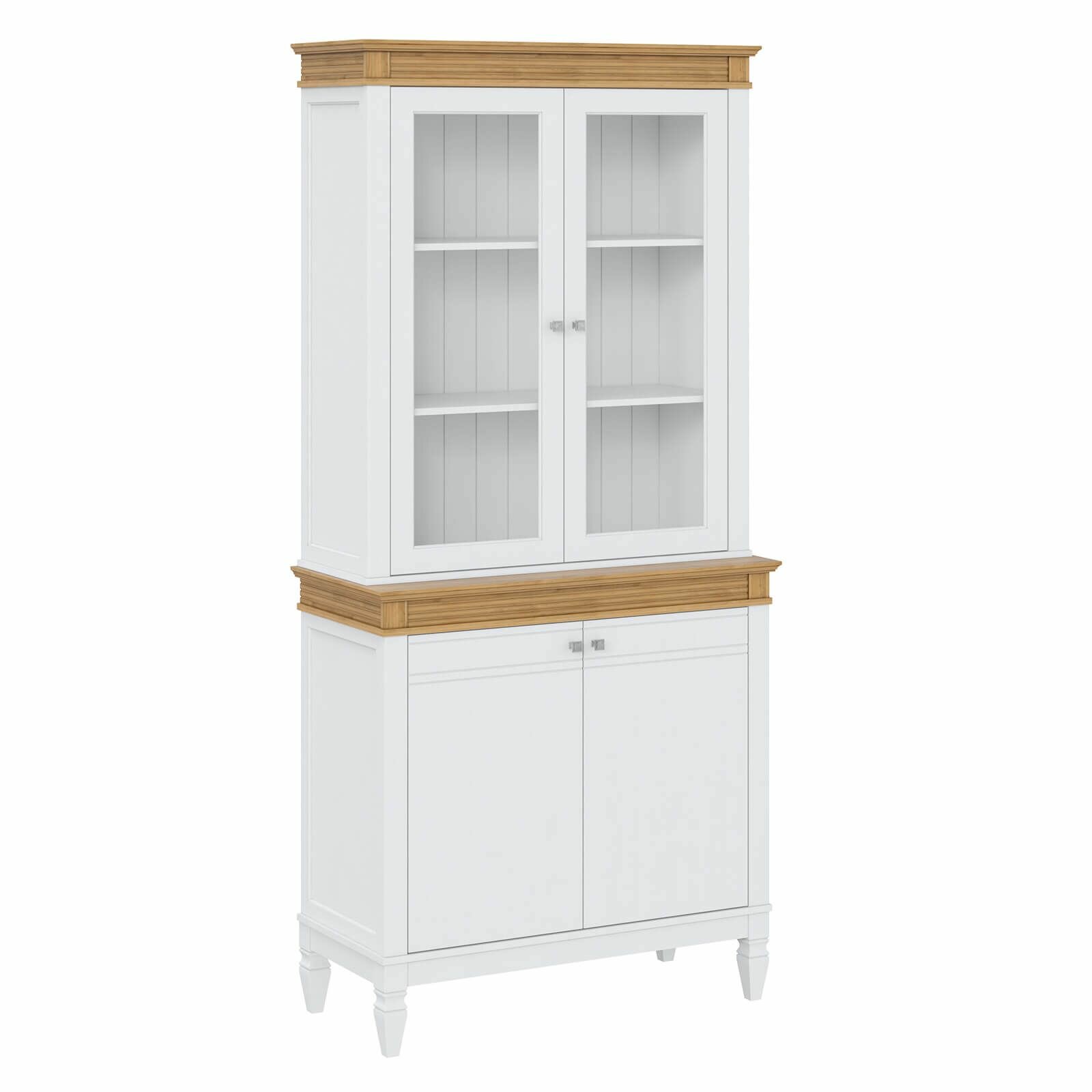 Буфет ММЦ Гостиная Ольса 220/220 (белый лак+антик №24) из массива сосны