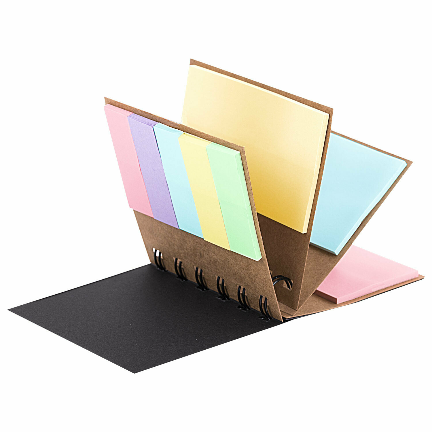 Закладки клейкие в книжке BRAUBERG PASTEL 200 штук: 50х15 мм 5 цветов х 25 листов, 50х75 мм 3 цвета х 25 листов, комплект из 6 шт, 115582