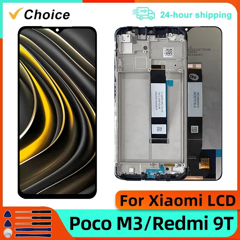 6,53-дюймовый ЖК-дисплей Для Xiaomi Poco M3 Redmi 9T С Цифровым Сенсорным Black No Frame