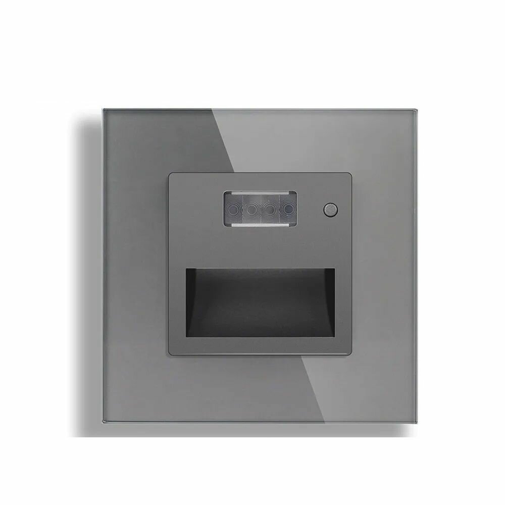 Cветильник 1800К-7500К для лестниц , с датчиком движения, света, рамка стекло, цвет серый