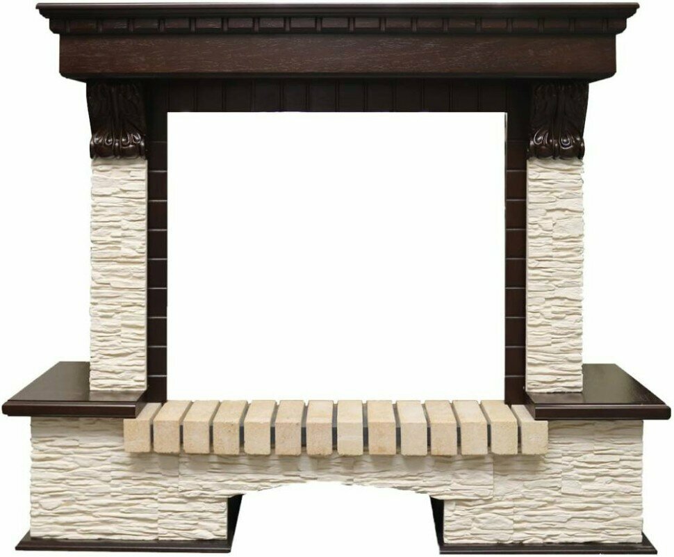 Портал Royal Flame Pierre Luxe тёмный дуб/сланец бежевый