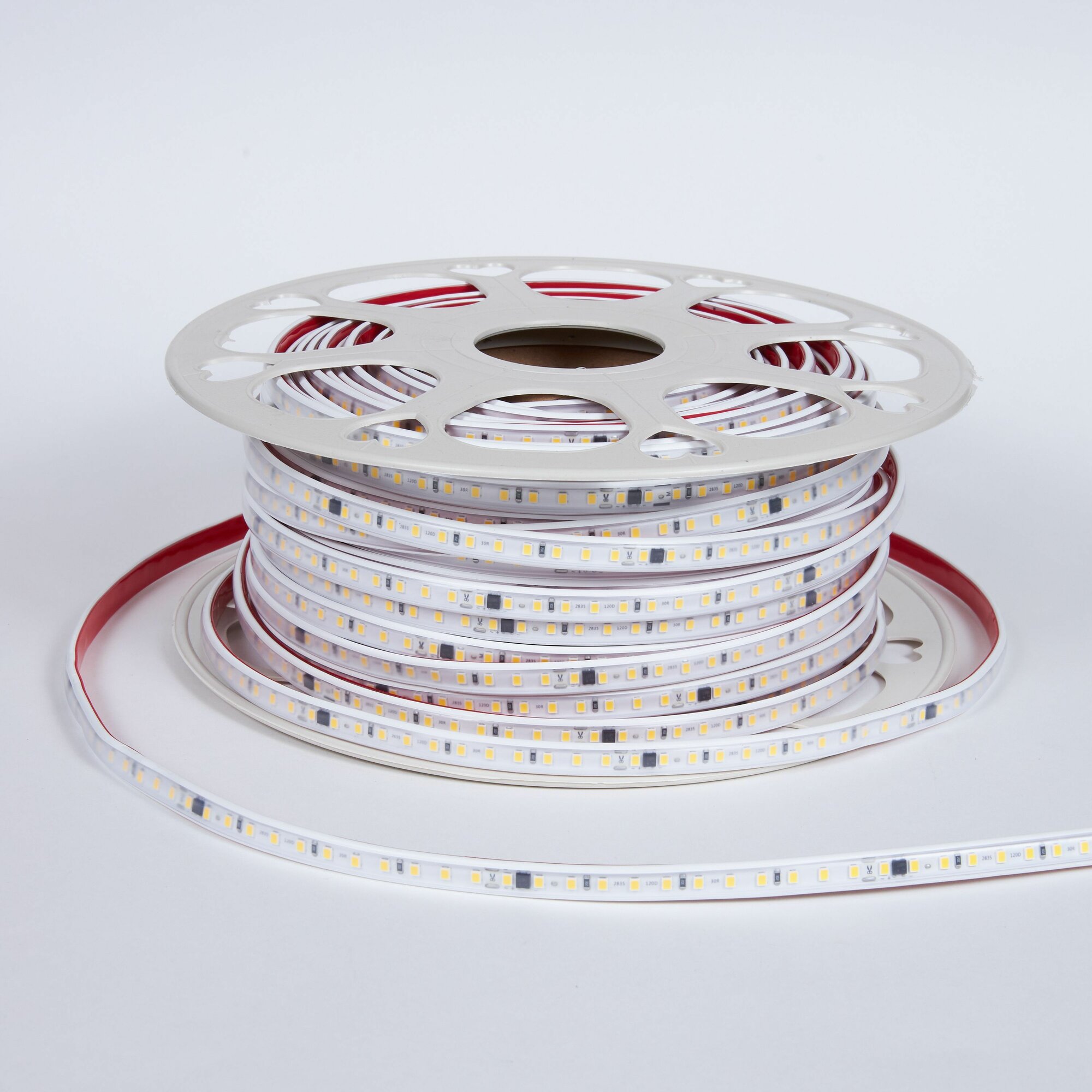 Светодиодная лента LUX 220V "Eleganz", 120 LED, 9,6 Вт 2835, IP65 Нейтральный свет 4500К (самокляющаяся основа), 10 метров