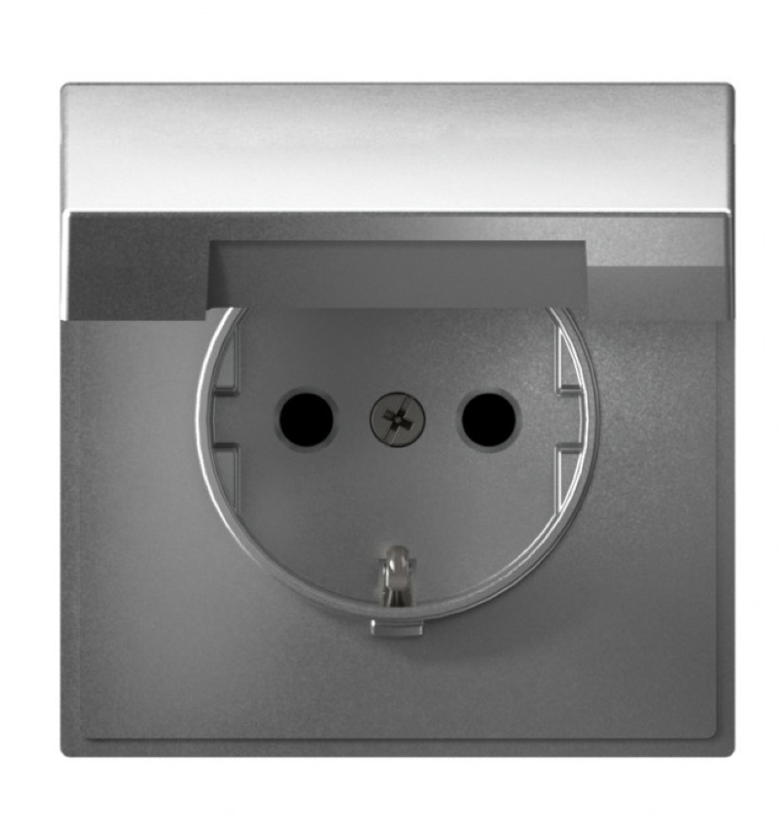 Розетка силовая штепсельная Systeme Electric / Систем Электрик ArtGallery, 16А IP20 алюминий, быстрозажимные клеммы, с заземляющими контактами, шторками и крышкой, GAL000346S / электрооборудование