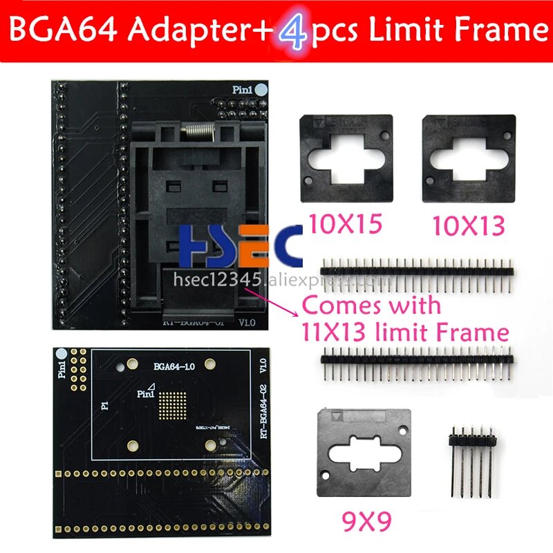 Оригинальный BGA64 EMMC адаптер XRIICHA RT-BGA64-01 + 4 шт. рамки ограничителя