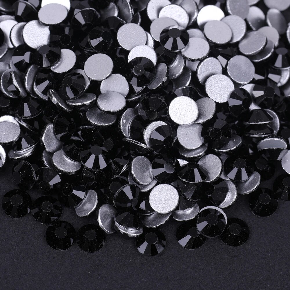 Стразы стеклянные VC смешанные размеры без клея Черный, SS20---1440PCS, Black