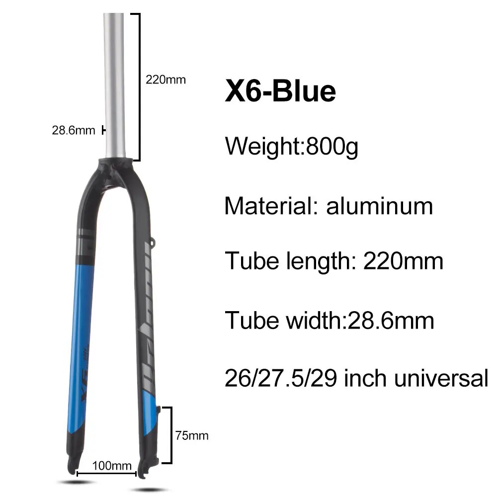 Вилка Bolany X6 Blue, 26/27.5/29", 220мм, 800г
