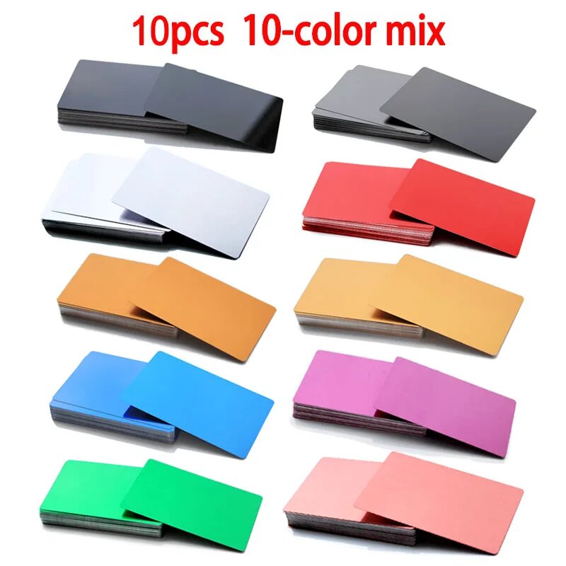 Металлические визитные карточки из алюминия 10 шт. Mixed colors