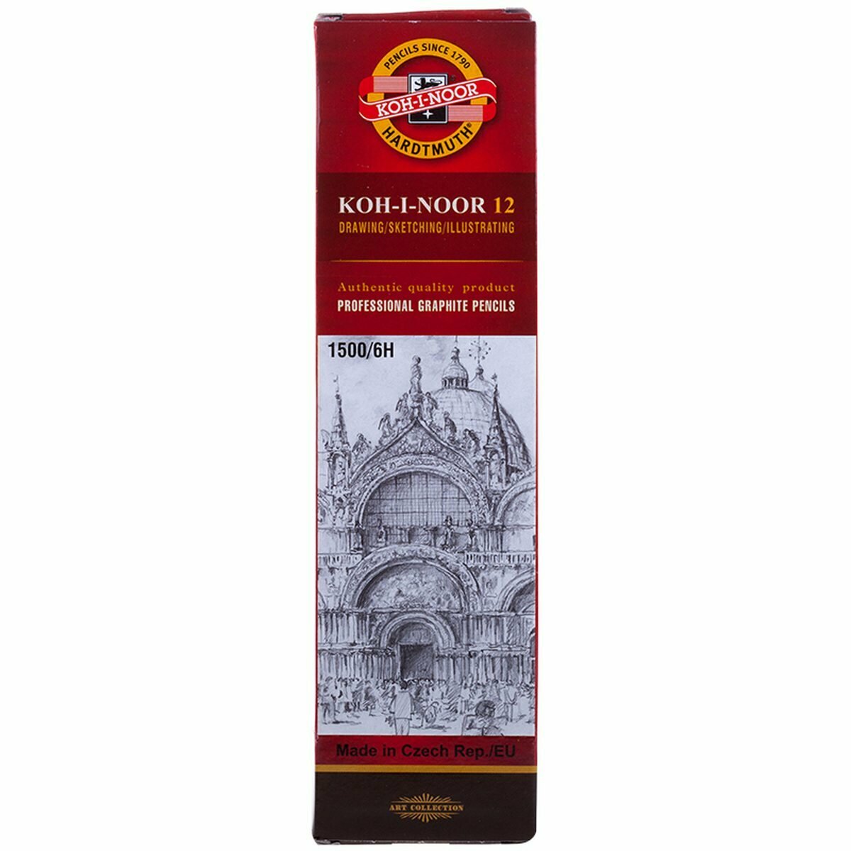 Карандаш чернографитный Koh-I-Noor 1500 (6H, корпус желтый, без ластика, заточенный) (150006H01170), 36шт.