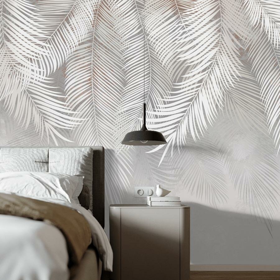 Фотообои Листья пальмы свисающие вниз 14-376-Акция-Флок 262 x 195 см (ВхШ) Бесшовные, флизелиновые, влагостойкие обои MasterFresok