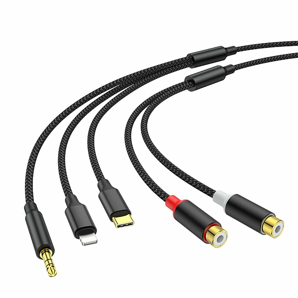 Аудиокабель Apple Type C с двумя разъемами RCA-черный-порт 3,5 мм