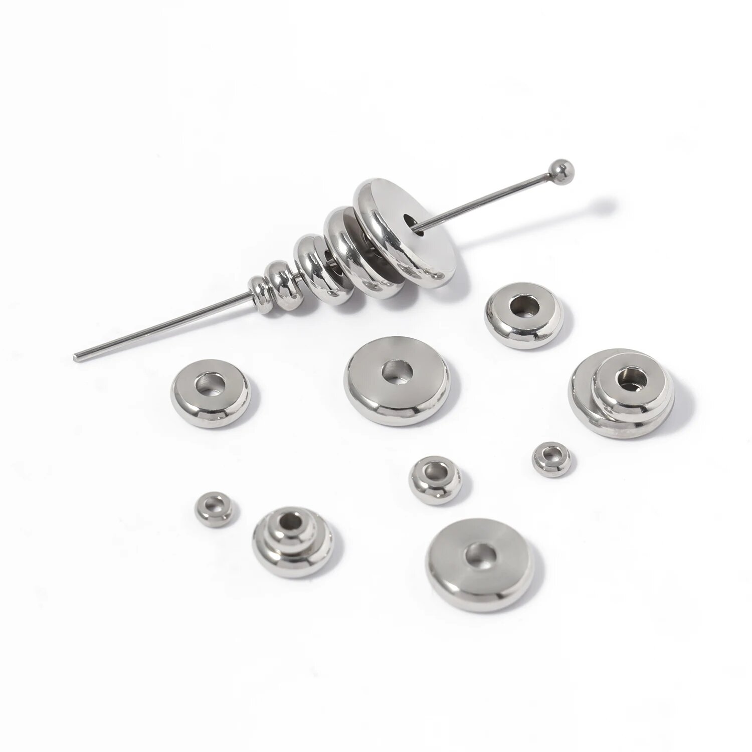 Бусины-разделители из нержавеющей стали nociuciu 3-10 мм 6mm 20pcs, steel color