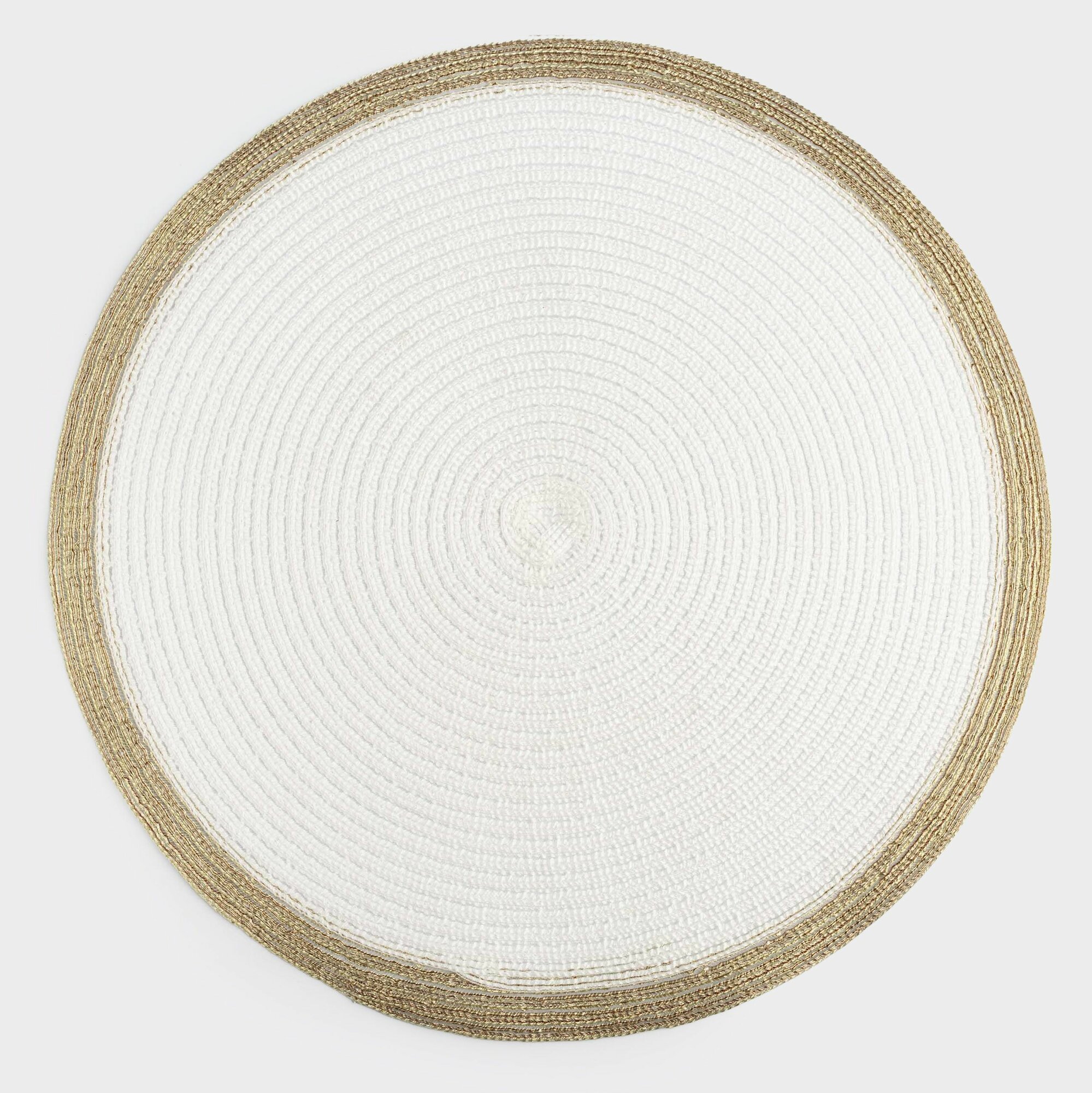 Салфетка под приборы, 38 см, полиэстер, круглая, белая, Золотистая кайма, Rotary rim, Kuchenland
