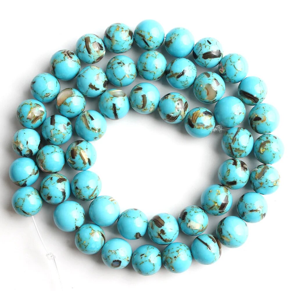 Голубой хаулит бусины TTUIJI 4/6/8/10/12 мм 8mm 46pcs, shell turquoise 4