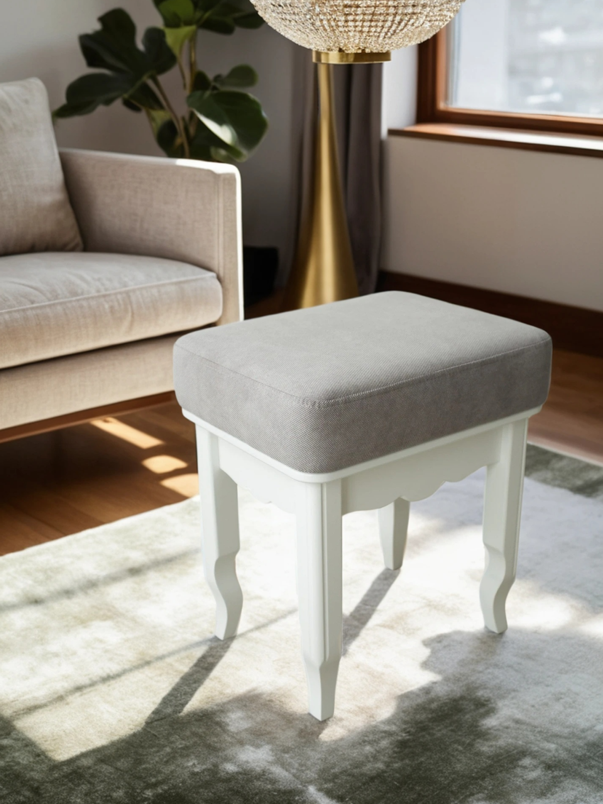 Банкетка Асти Prime, велюр, МДФ, для гостиной/офиса/прихожей/спальни/туалетного столика, цвет молочный дуб