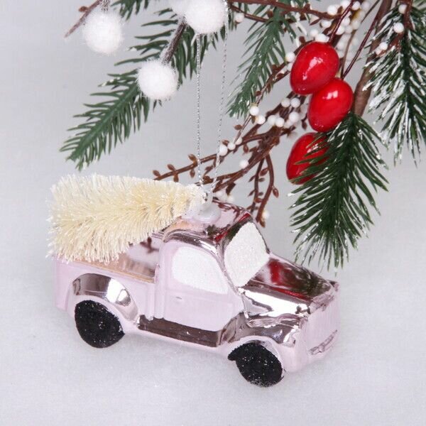 Елочная игрушка Серпантин Новогодний экспресс 4х9х11 см, цвет розовый