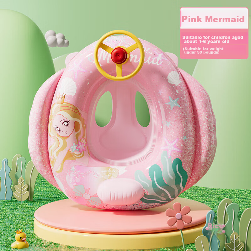 You Swimming Ring for Children, Thickened Anti-Rollover Life Buoy, for Boys And Girls, Baby Swimming Seat Ring 90116, Pink Mermaid